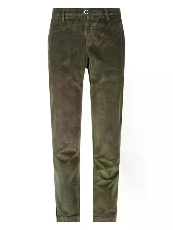 Jacob Cohen Ribbed Trim Cotton Trousers - Green