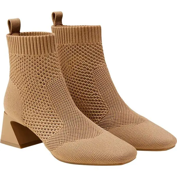 Vivaia Square-toe Perforated Heeled Boots - Nutmeg