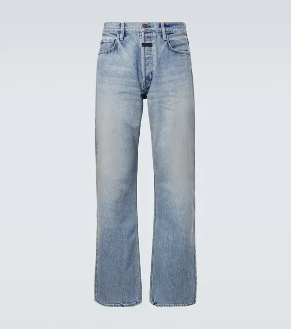 Fear Of God Faded Mid-rise Straight Jeans - Blue