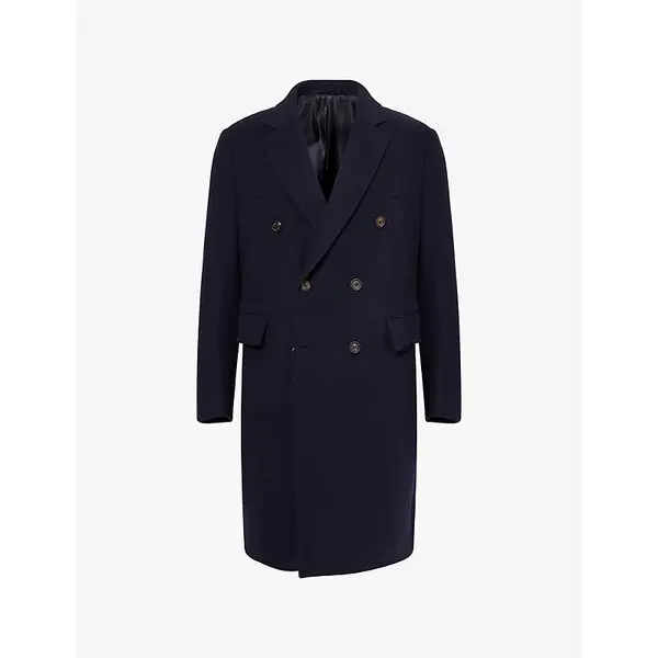 Eleventy Double-breasted Wool-blend Overcoat - Blue