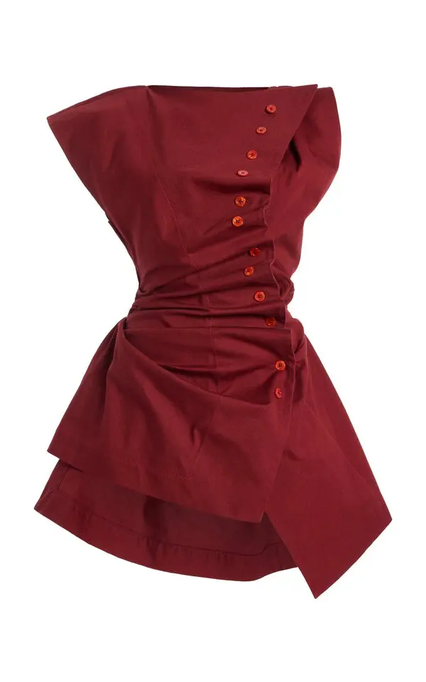 Christopher John Rogers Laced-back Cotton Shirt - Red