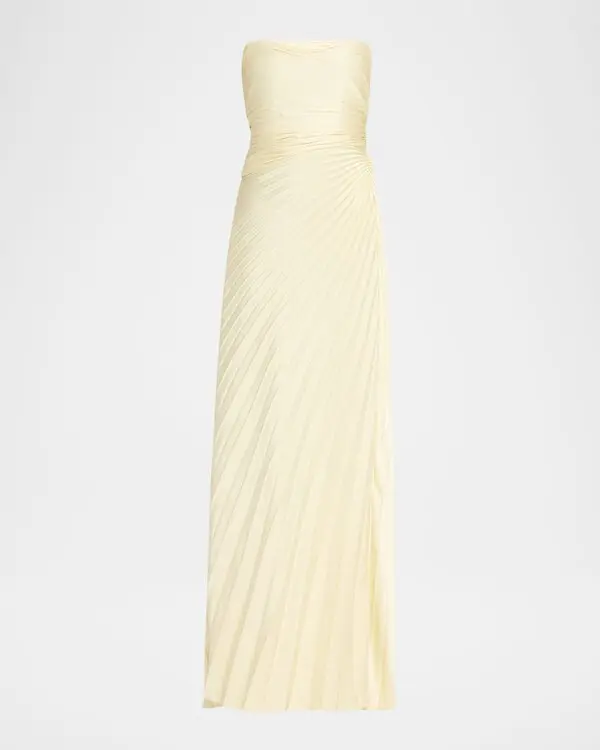A.L.C. Bianca Pleated Strapless Gown - Light Canary