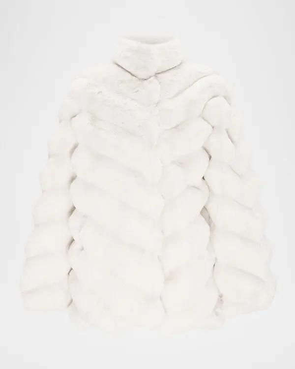 Theia Chinchilla Faux Fur Jacket - White