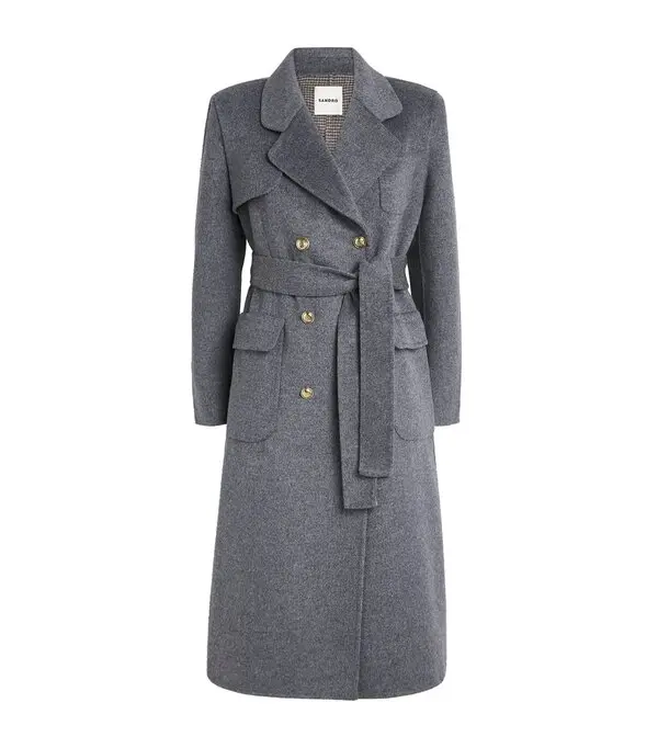 Sandro Wool-blend Double-faced Overcoat - Black