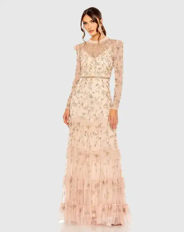 mac duggal womens lace embellished evening dress La Divine - CC6018 main image 0