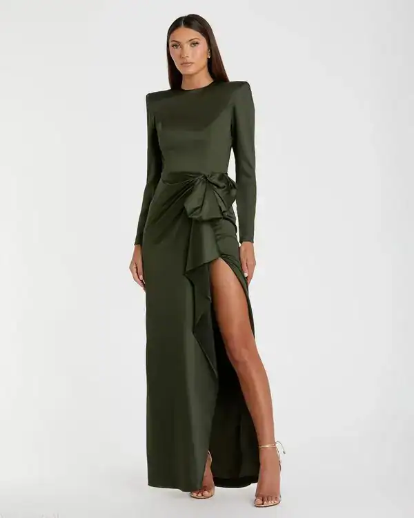 lime green and blue bridesmaid dresses Wedtrend Women Light Green Spagehtti Straps Ruched Long Chiffon Bridesmaid  Dress with Slit – WEDTREND