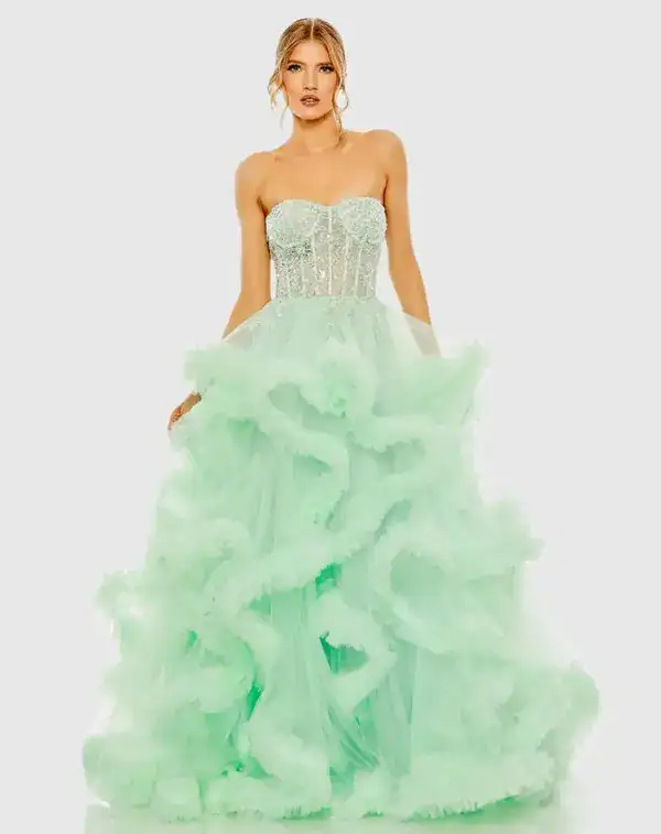 green goddess dressing love and lemons Rori Tulle Cascade Maxi Dress Sage main image 1