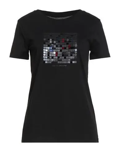 Armani Exchange Cotton Jersey T-shirt With Appliqués - Black
