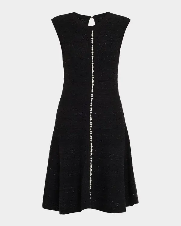 Rickie Freeman For Teri Jon Sleeveless Beaded Metallic Knit Midi Dress - Black