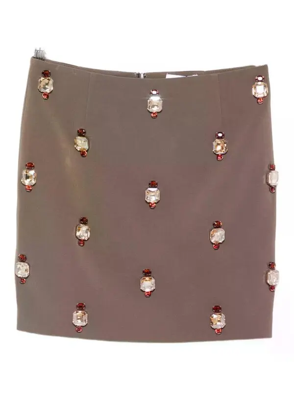 ISABELLE BLANCHE Crystal-embellished Mini Skirt - Brown