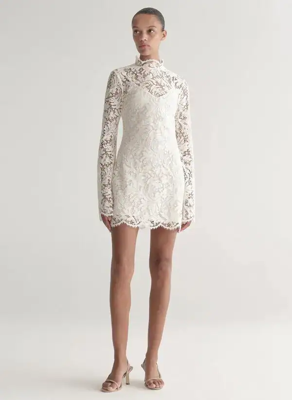A.L.C. Women's Eden Lace Mini Dress in Ecru, Size 00