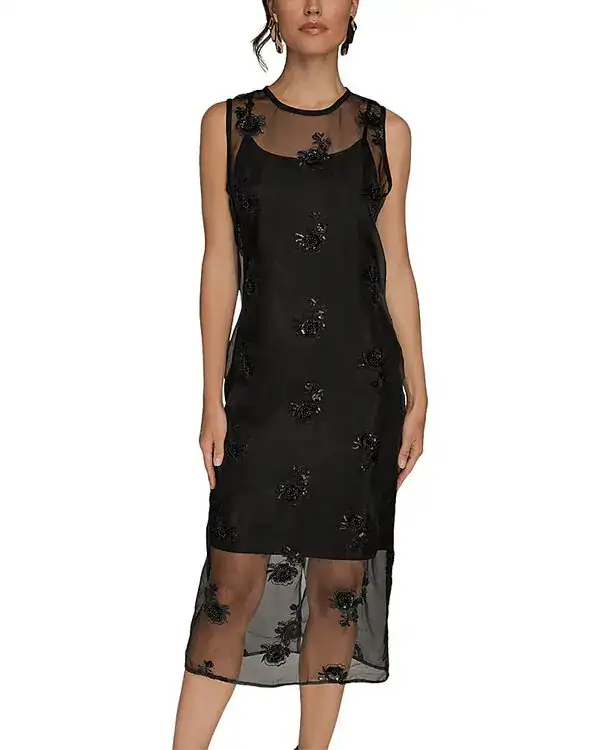 Donna Karan New York Embellished Organza Midi Dress In Black - 20% Off |  Editorialist