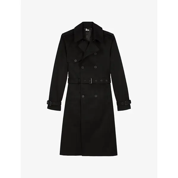 The Kooples Double-breasted Cotton Trench Coat - Black
