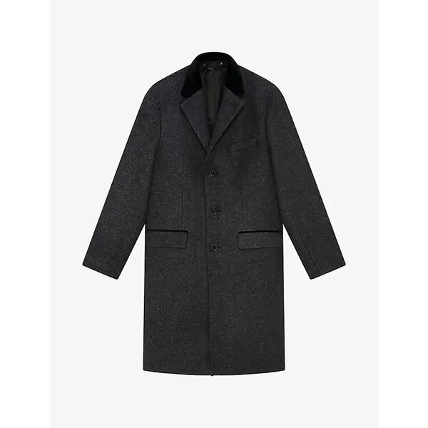 The Kooples Notched-collar Single-breasted Wool Coat - Anthracite