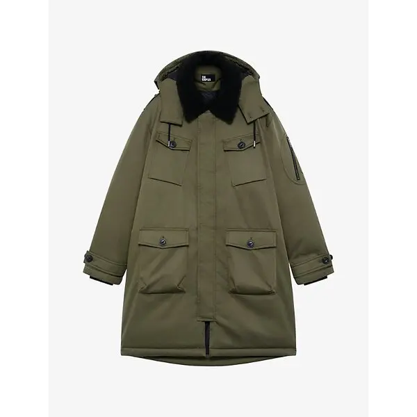 The Kooples Hooded Cotton Parka Jacket - Kaki