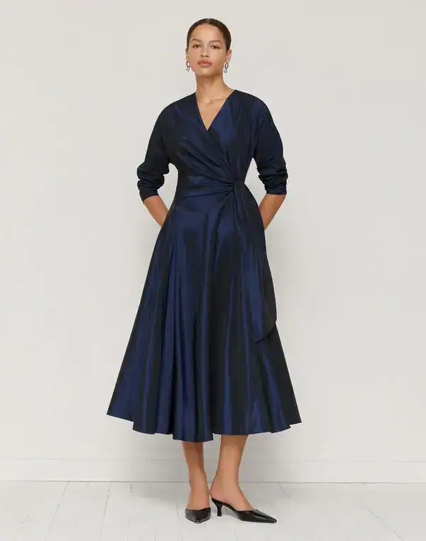 pastel orange formal dress ZAPAKA Women Olive Midi Formal Dress Ruched Bodycon V Neck Wedding Guest Dress, Dusty Blue / US12 main image 0