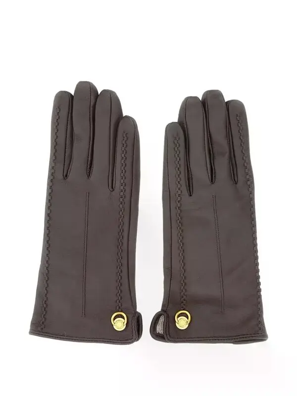 GIANNI CHIARINI Embroidered Leather Gloves - Brown