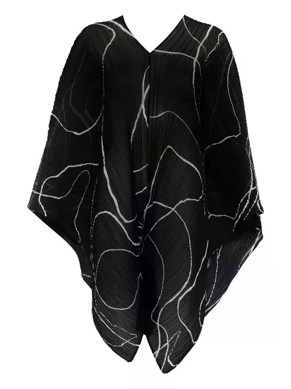 Issey Miyake Abstract-pattern Pleated Blouse - Black