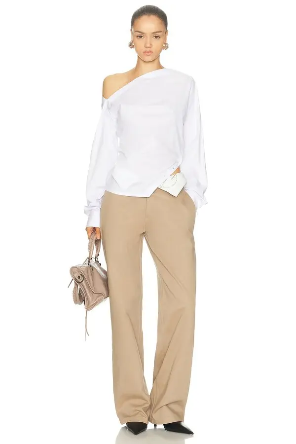 JADE CROPPER Open Shoulder Top - White