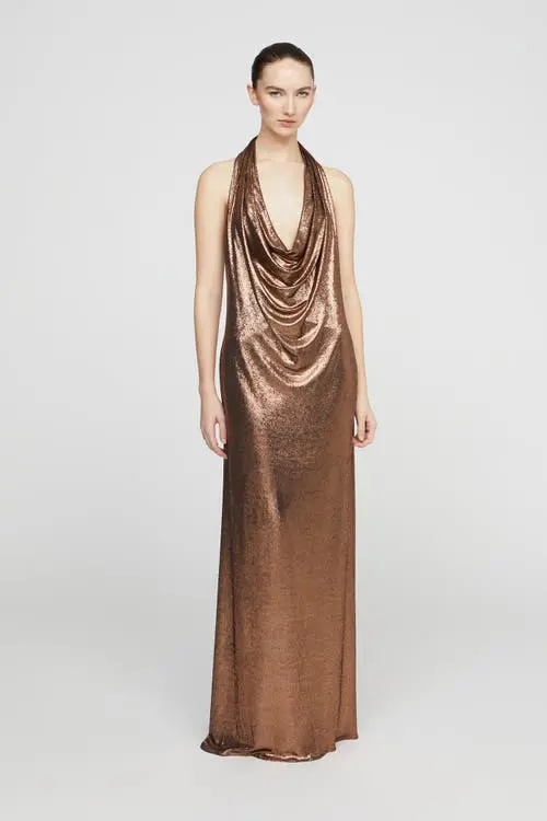 Halston Soraya Jersey Gown - Copper