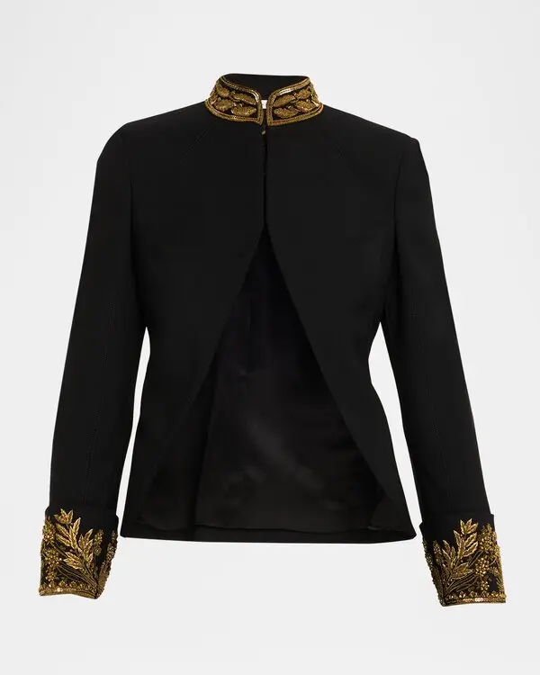 Alexander McQueen Embroidered Wool Gabardine Jacket