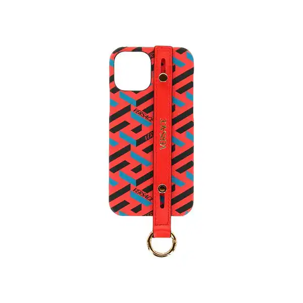 Versace Coated Canvas La Greca Iphone 12 Case - Orange | Editorialist