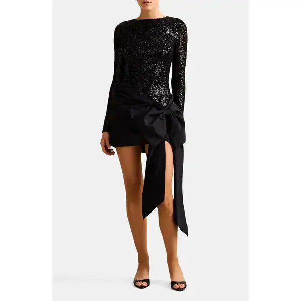 black sequin bow dress The Victoria