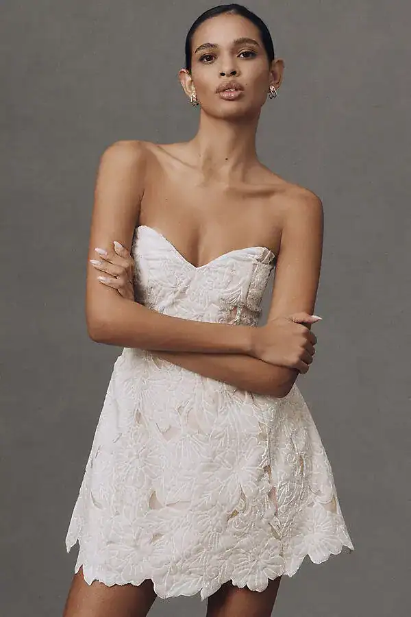 Bhldn Strapless Velvet Mini Dress - Ivory