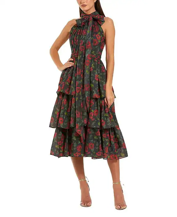 white christmas dresses Monica Floral Chiffon Midi Shirt Dress | Disturbia