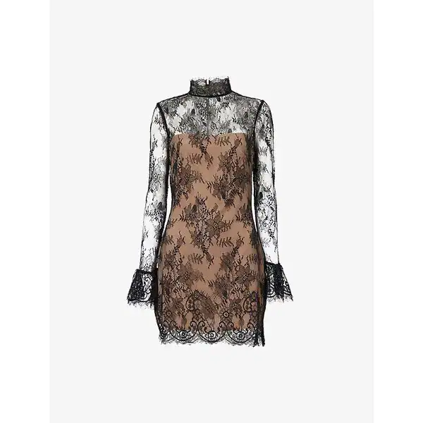 blue dress for baby girl Women's Heart's Desire Floral Lace Mini Dress in Black