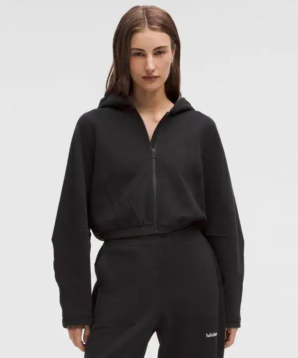 Lululemon Loungeful Relaxed-Fit Full-Zip Cropped Hoodie - Black