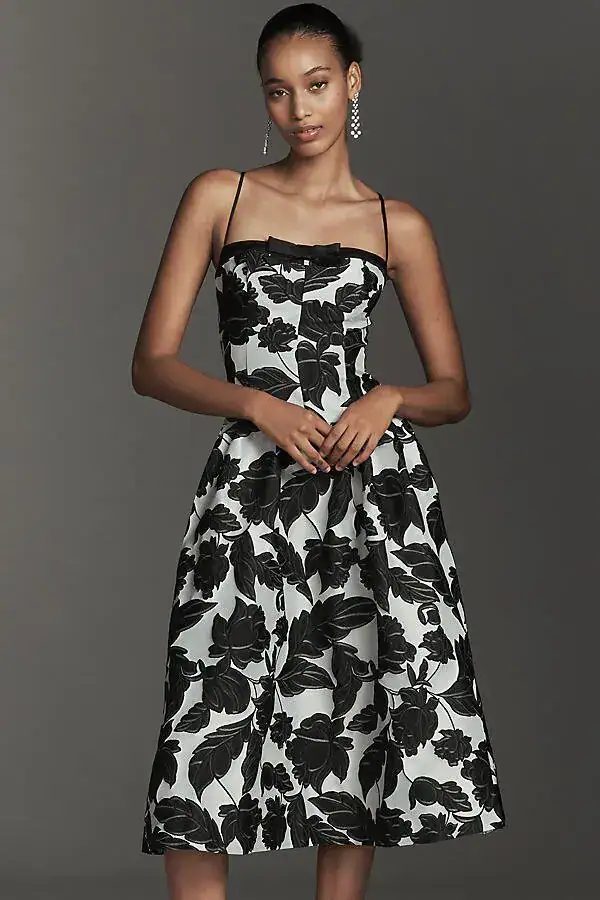 maeve sleeveless square-neck drop-waist midi dress Jacqueline Tie Strap Drop Waist Midi Dress main image 1
