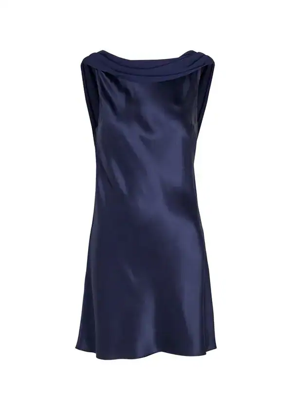 Reformation Jonelle Silk Mini Dress - Navy | Editorialist
