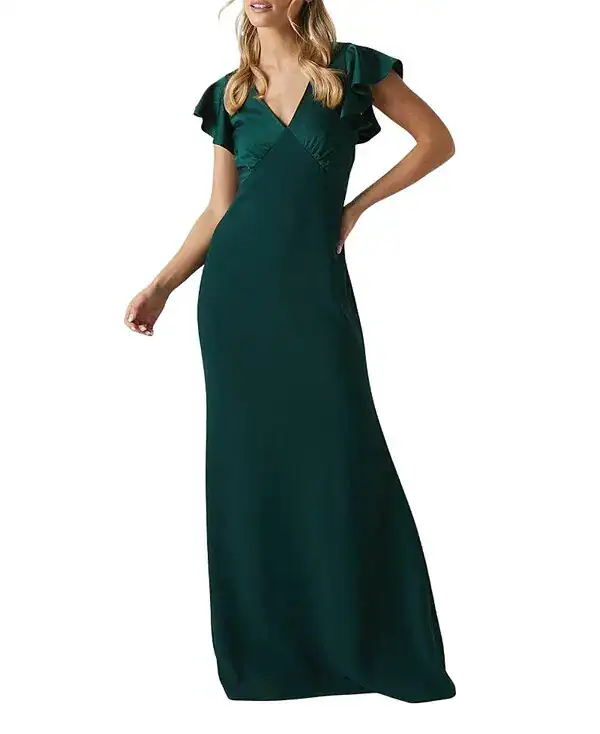 Coast Women's Petite V-Neck Maxi Bridesmaid Dress - Emerald
