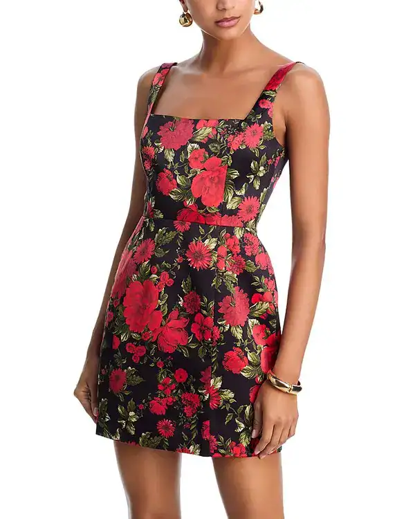 Wayf Clara Mini Dress - Red Roses - 40% Off | Editorialist