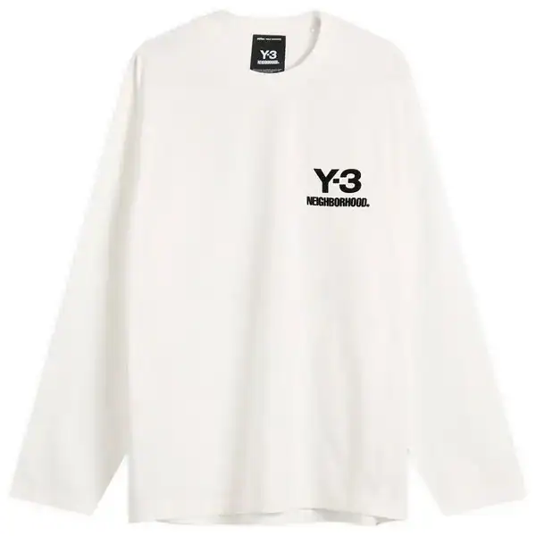 Y3 X Nbhd Logo Long Sleeve T-Shirt - Core White | Editorialist