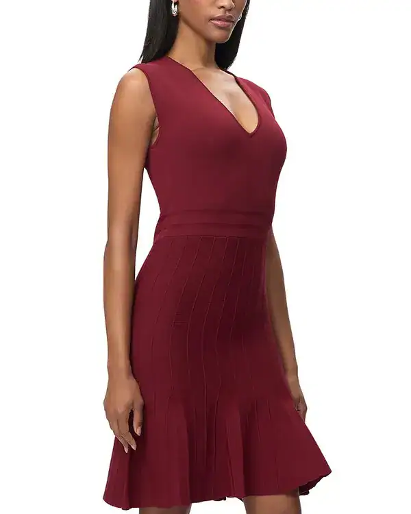 Herve Leger Azalea Knit Fit-And-Flare Dress - Redrock | Editorialist