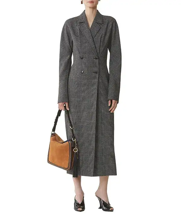 Lanvin Double-Breasted Prince Of Wales Wool Dress - Dark Grey Melange |  Editorialist