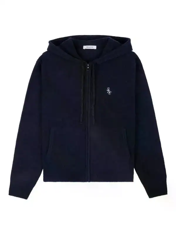 Sporty & Rich Zip-Up Hoodie - Blue | Editorialist