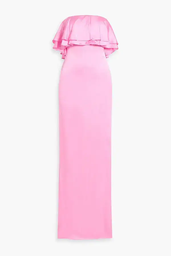 Buy Retrofete Queenie Strapless Ruffled Satin Maxi Dress - Bubblegum At 79%  Off | Editorialist