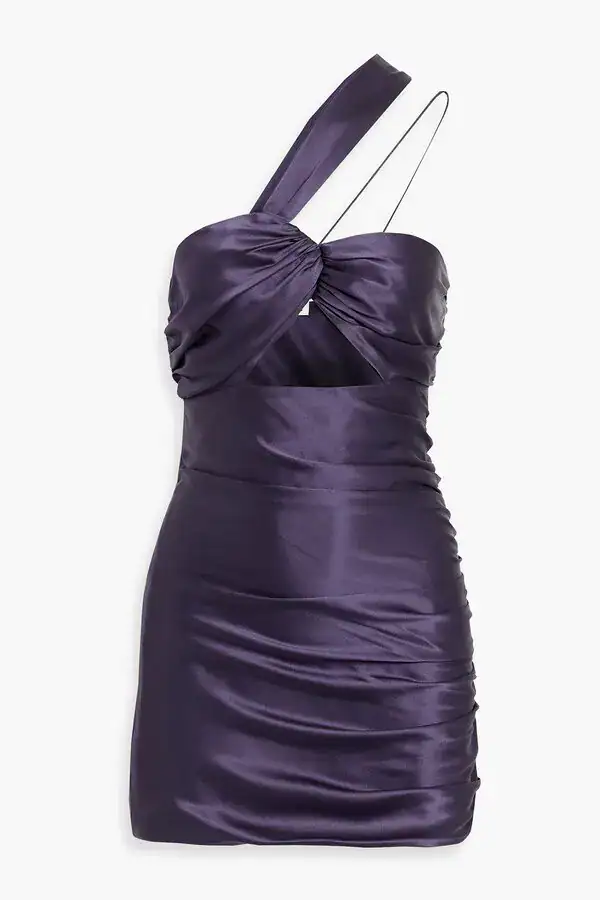 open lace back dress Faux Suede Belted Dress with Ruched Sleeves Black / Xs main image 0