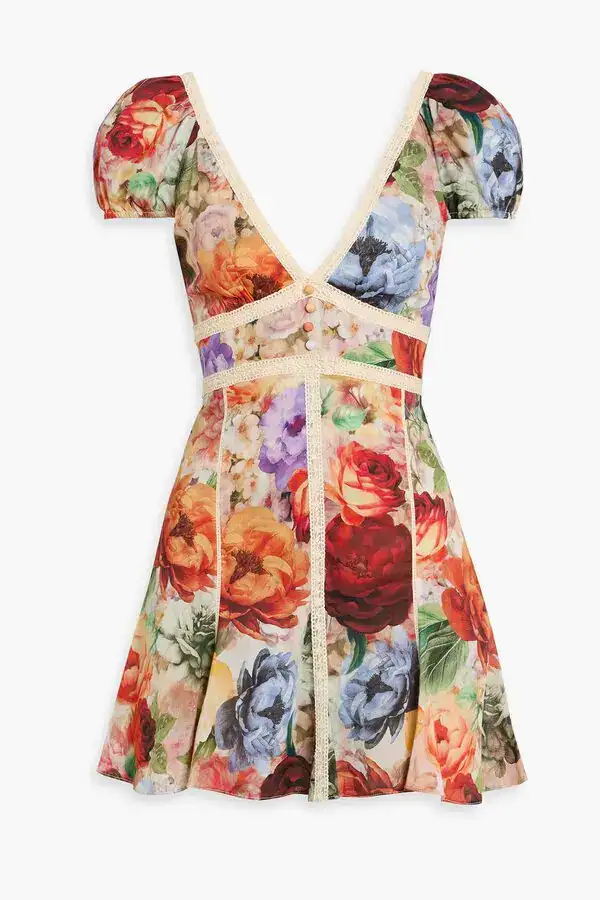 alice and olivia floral mini dress ALICE + OLIVIA Julia Scoop Neck Mini Dress
