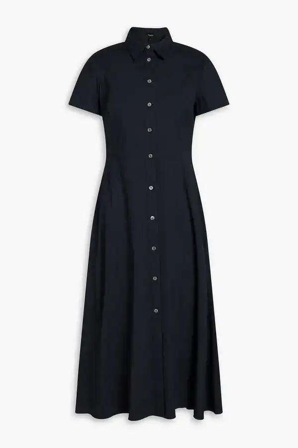 Theory Linen-Blend Midi Shirt Dress - Charcoal - 65% Off | Editorialist