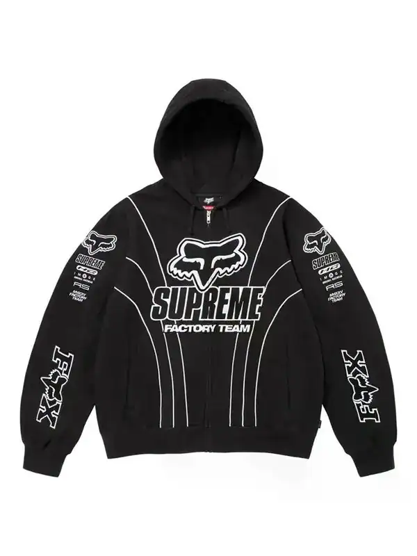 Supreme X Fox Racing® Zip-Up Hoodie - Black | Editorialist
