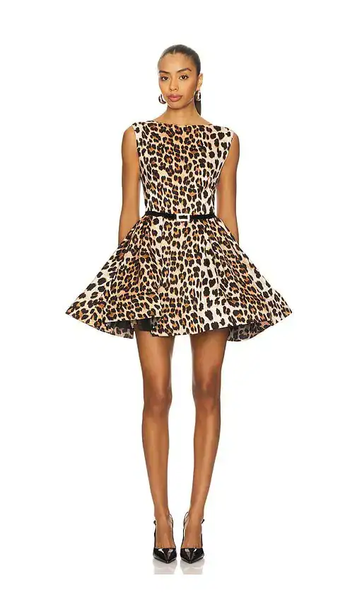 Bronx And Bronco Luciana Leopard Mini Dress - Black & Brown