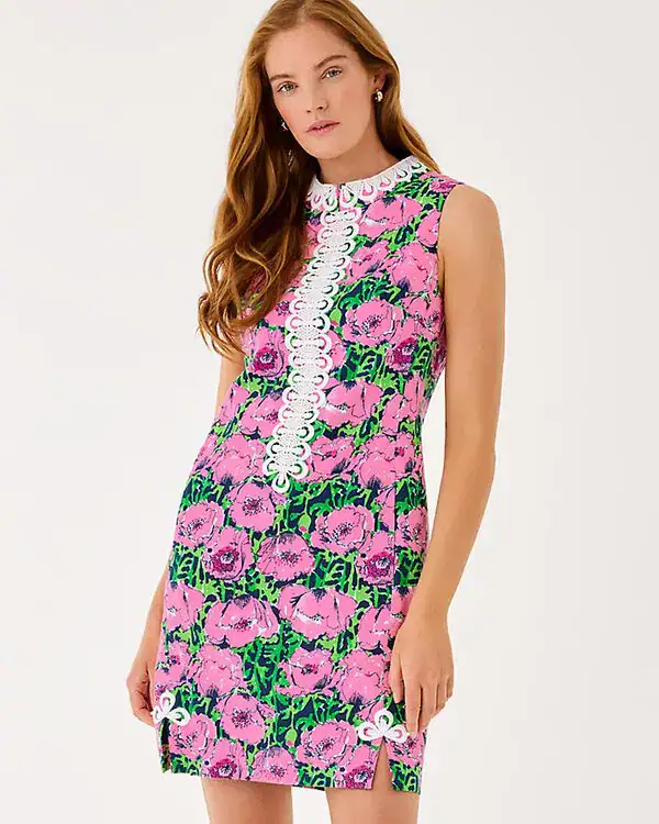 Lilly Pulitzer Cleodora Stretch Shift Dress - Low Tide Navy Florrie |  Editorialist