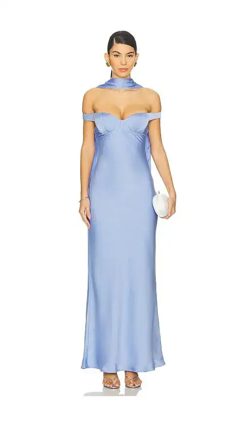 Runaway The Label Raphaella Off Shoulder Maxi Dress - Bluebell |  Editorialist
