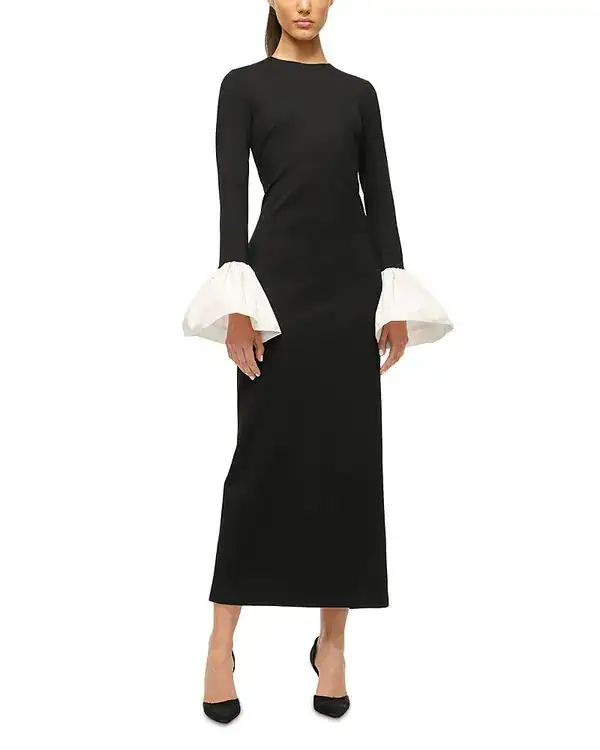 Staud Hawthorne Maxi Dress - Black/Ivory