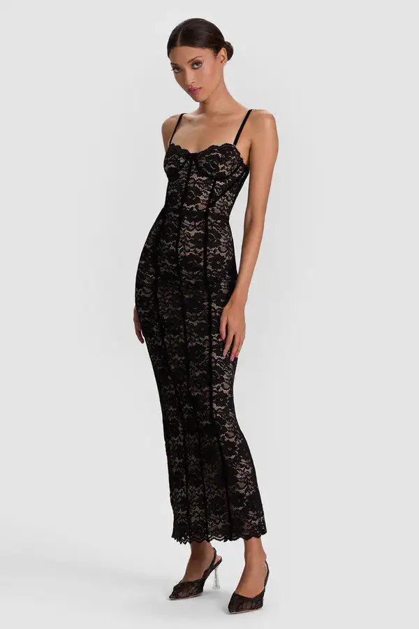 Alice + Olivia Carissa Lace Bustier Dress In Black - 40% Off | Editorialist