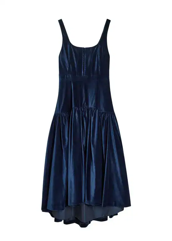 teenage blue dress Navy Blue Short Graduate Dress for Teens Off Shoulder Satin Cute Homec –  Siaoryne main image 0